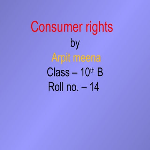Consumer rights | PPT