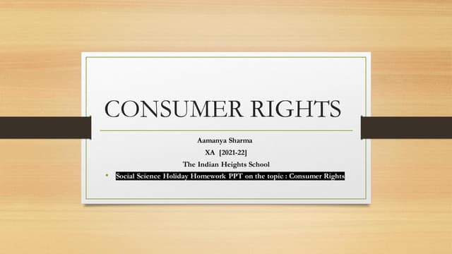 Consumer Rights in India | PPTX