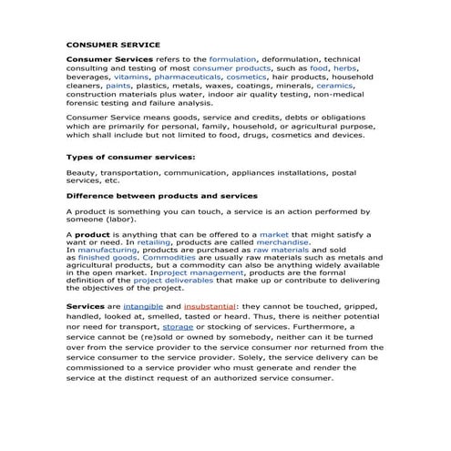 Consumer services | PDF