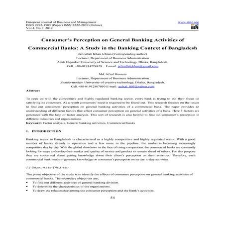 Consumer’s perception on general banking activities of commercial banks ...