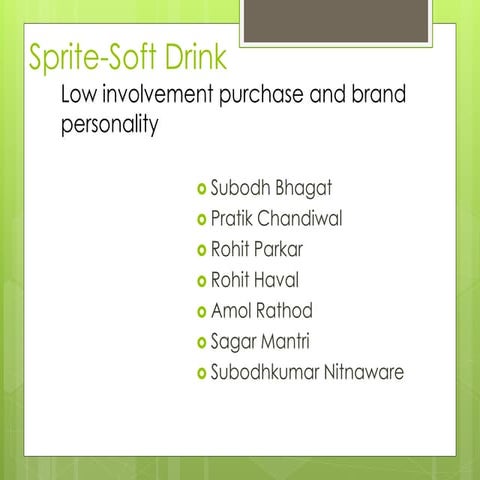 Sprite Consumer Behaviour | PPTX