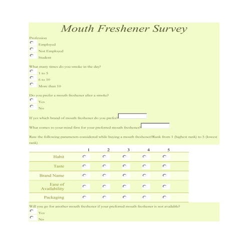 Consumer survey questionnaire | DOCX