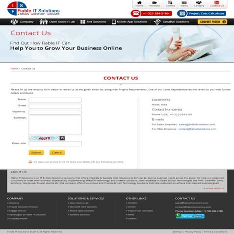 Fiable IT Solutions-Contact-us | PDF | Email | Internet