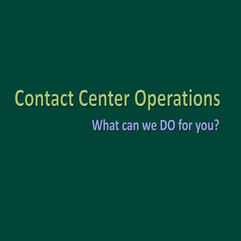Contact Center Operations_final | PPT