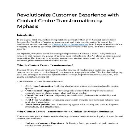 Reimagining the Contact Center with Digital Technologies | PDF