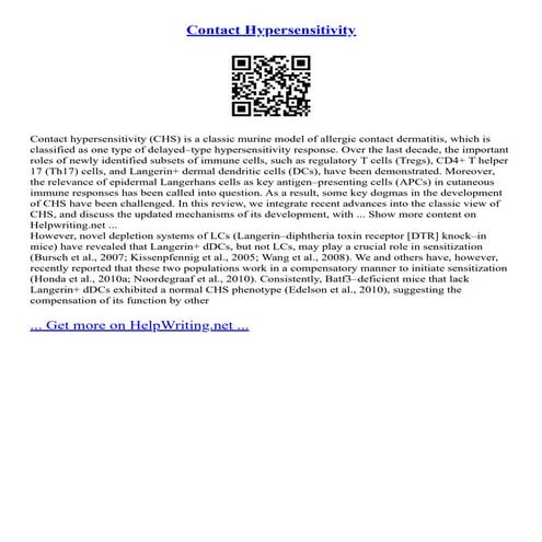 Contact Hypersensitivity | PDF | Allergies | Diseases and Conditions