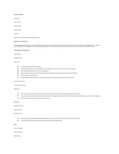 Capgemini resume template | DOCX