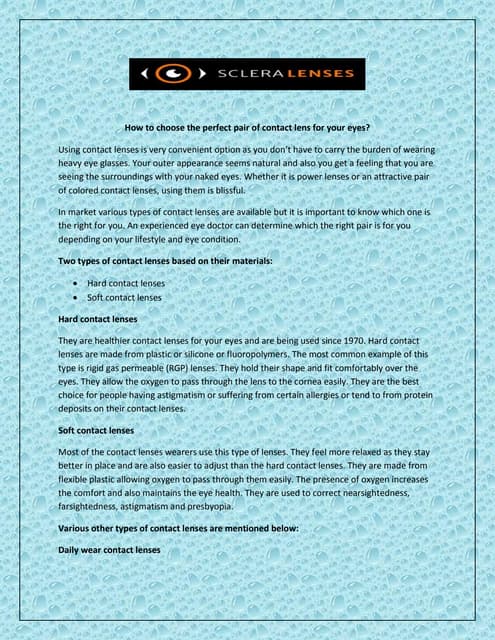 Special type of contact lens | PPT