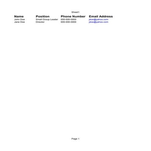 Contact list sample | PDF