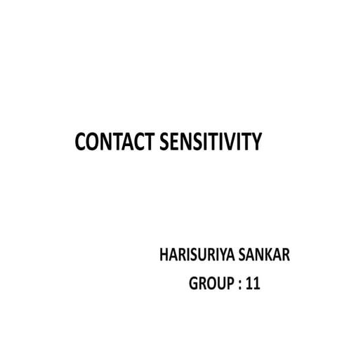 Contact sensitivity Immunology | PPTX