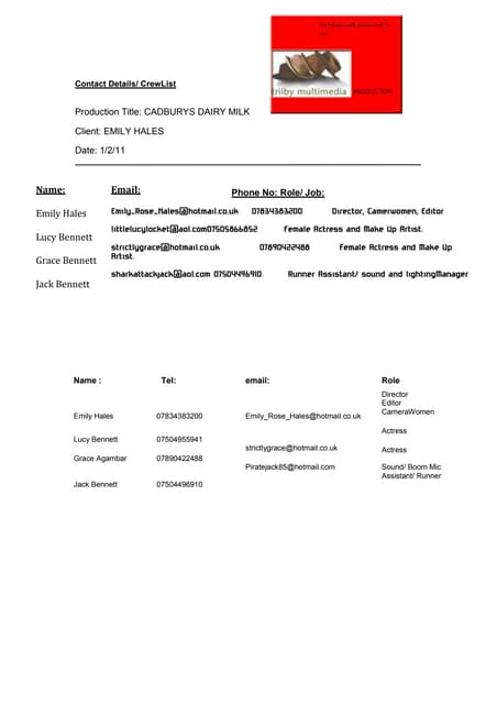 Contact Details for Crew | PDF