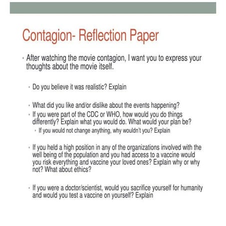 Contagion- Reflection Paper | PDF