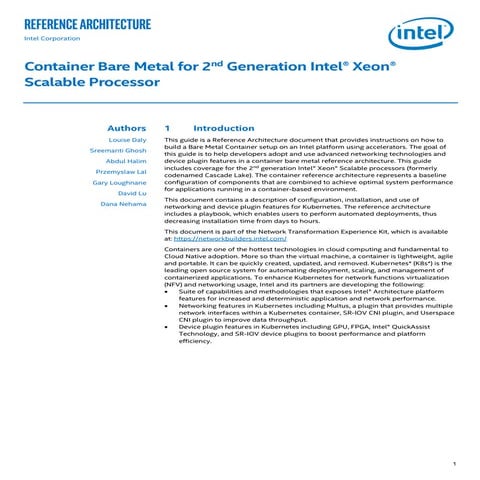 Container Bare Metal for 2nd Generation Intel® Xeon® Scalable Processor ...