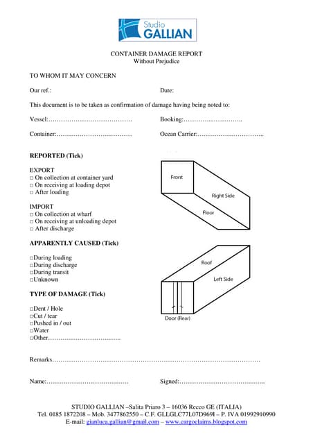 Container survey format flat rack | PDF