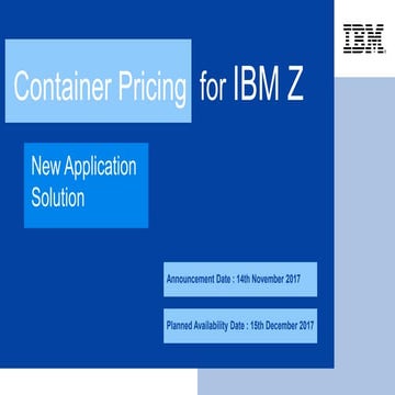 Container Pricing for IBM Z – New Application Solution | PDF | Cloud ...