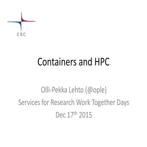 Containers And Hpc Ppt