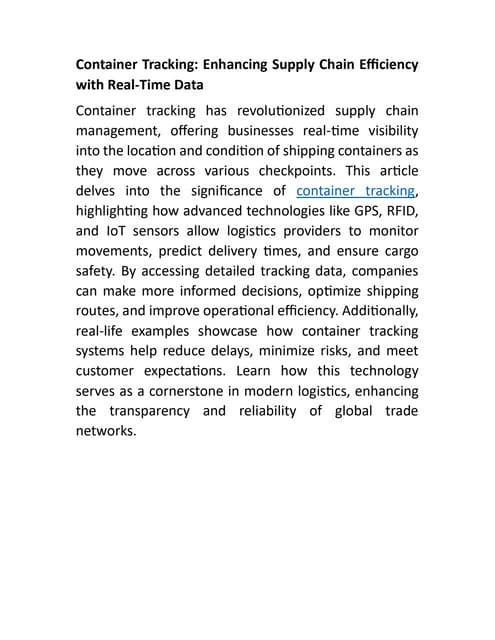 Container Tracking: Streamline Your Supply Chain with Real-Time ...