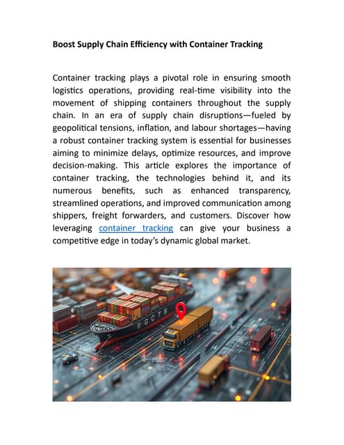 Boost Supply Chain Visibility with Container Tracking | PDF