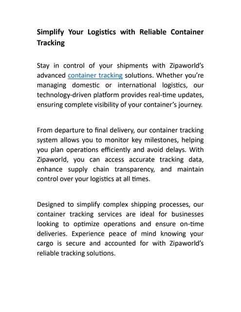 Simplify Air Waybill Tracking with Zipaworld | PDF