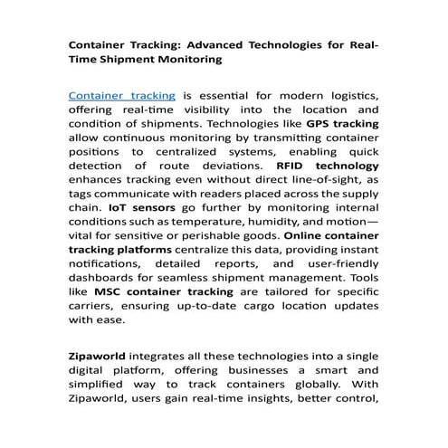 Container Tracking: Advanced Technologies for Real-Time Shipment ...