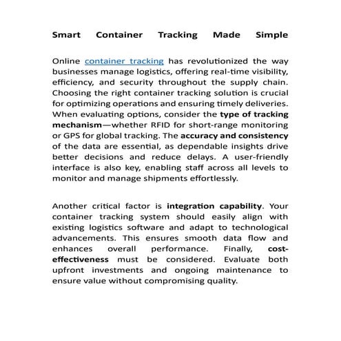 Smart Container Tracking Made Simple by Zipaworld | PDF