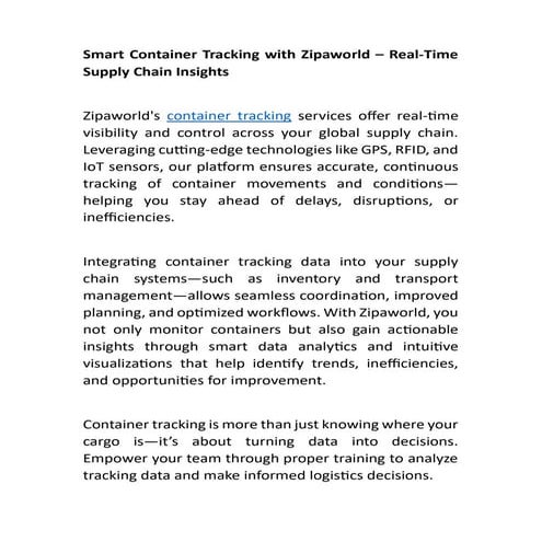 Smart Container Tracking Solutions for Businesses | PDF