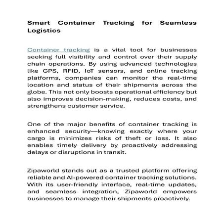 Smart Container Tracking for Seamless Logistics | PDF