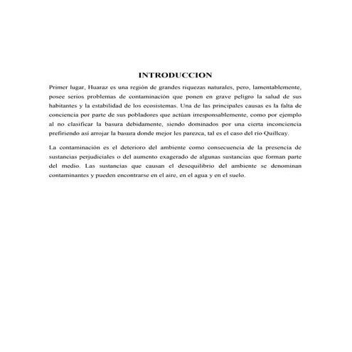 Contaminacion Ambiental del Rio quillcay | DOC