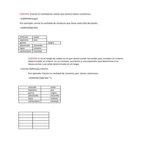 Contar, contar si, etc | DOCX