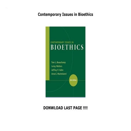 Contemporary Issues in Bioethics | PPT