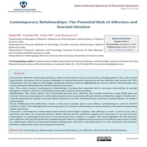Contemporary Relationships: The Potential Risk of Affection and ...