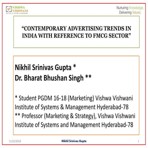 Contemporary advertising trends in india with reference to fmcg sector ...