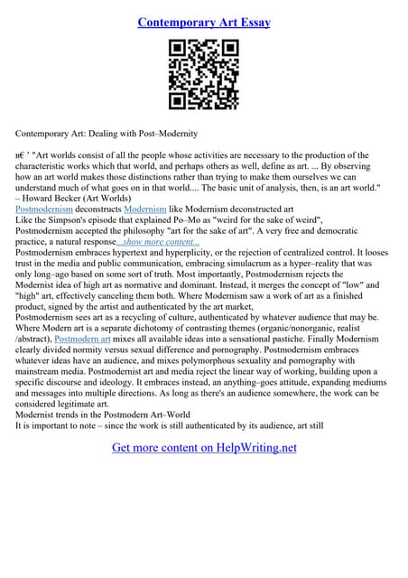 LESSON 9- caught in between: modern and contemporary art ( Art ...