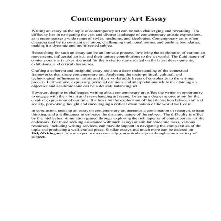 Contemporary Art Essay | PDF