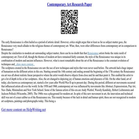 Contemporary Art Research Paper | PDF