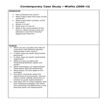 Contemporary case study misfits 2009-13 | DOCX