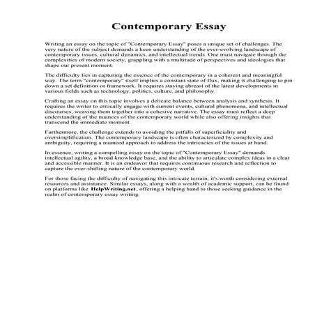 Contemporary Essay. Cleveland Institute of Art | PDF