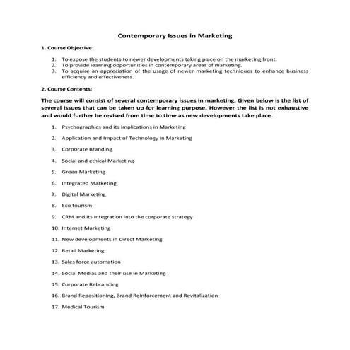 Contemporary issues in marketing final | DOC