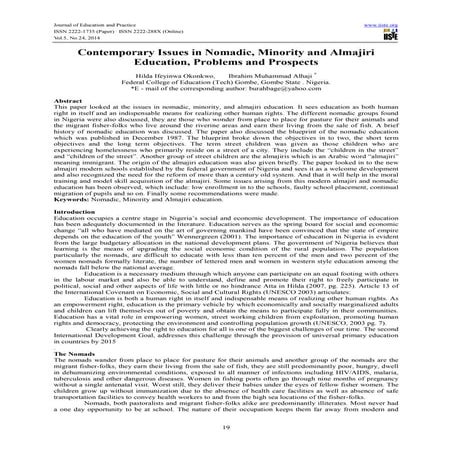 Contemporary issues in nomadic, minority and almajiri education ...