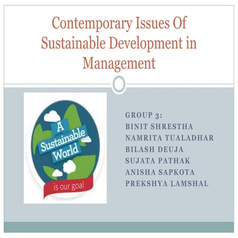 Sustainable development as contemporary issue in management | PPTX