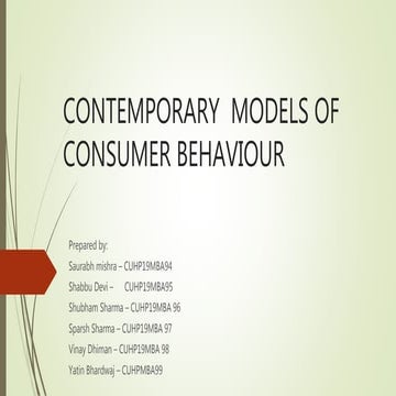 Contemporary models of consumer behaviour | PPTX