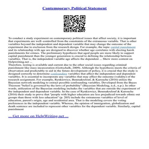 Contemporary Political Statement | PDF