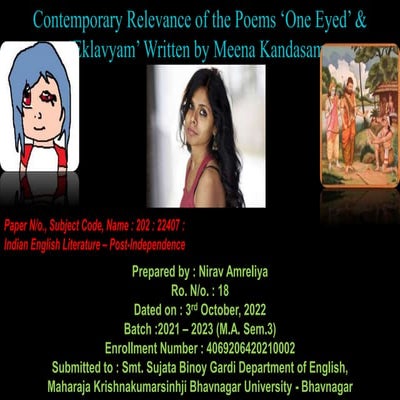 Contemporary Relevance of the Poems ‘One Eyed’ & ‘Ekalavyam’ Written by ...