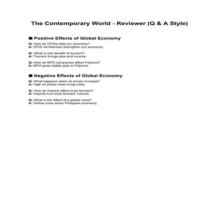 Contemporary_World_Reviewer for students | PDF