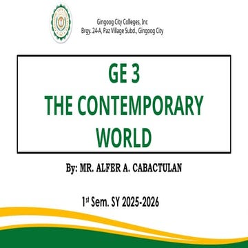 The Contemporary World - Topics 1-4 | PDF
