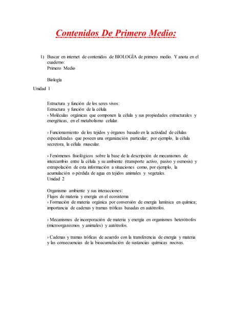 Primero medio quimica | DOCX | Physics | Science