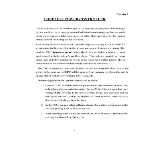 Cordless Power Controller Report Pdf Pdf