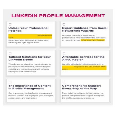 LINKEDIN PROFILE MANAGEMENT SERVICE IN SINGAPORE | PDF