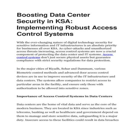 Boosting Data Center Security in KSA: Implementing Robust Access ...