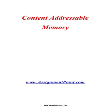 Content Addressable Memory Doc Computer Networking Computing